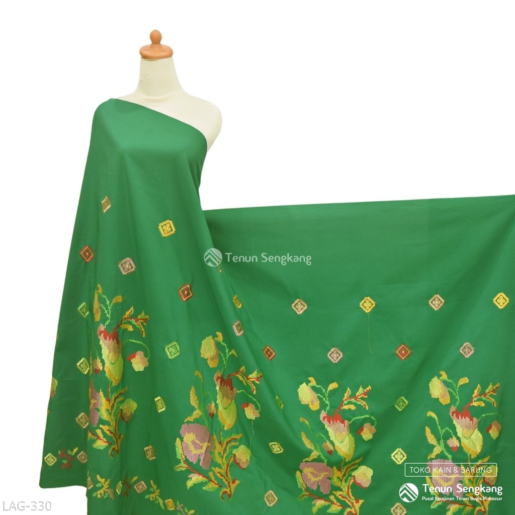 Jual Kain Tenun Sulam Motif Bunga Lagosi Bahan Tenun Sutra Bugis ...