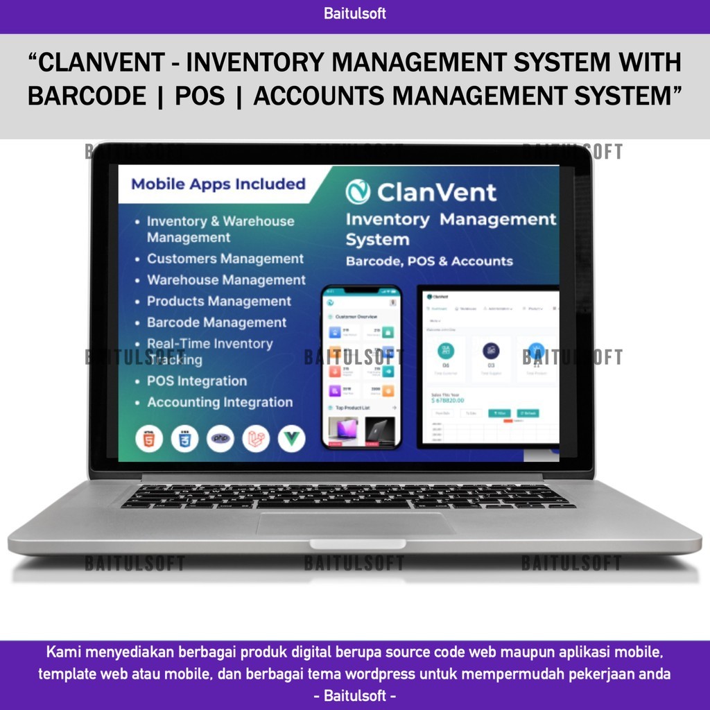 Jual SOURCE CODE APLIKASI WEB CLANVENT - INVENTORY MANAGEMENT SYSTEM WITH BARCODE | POS ...