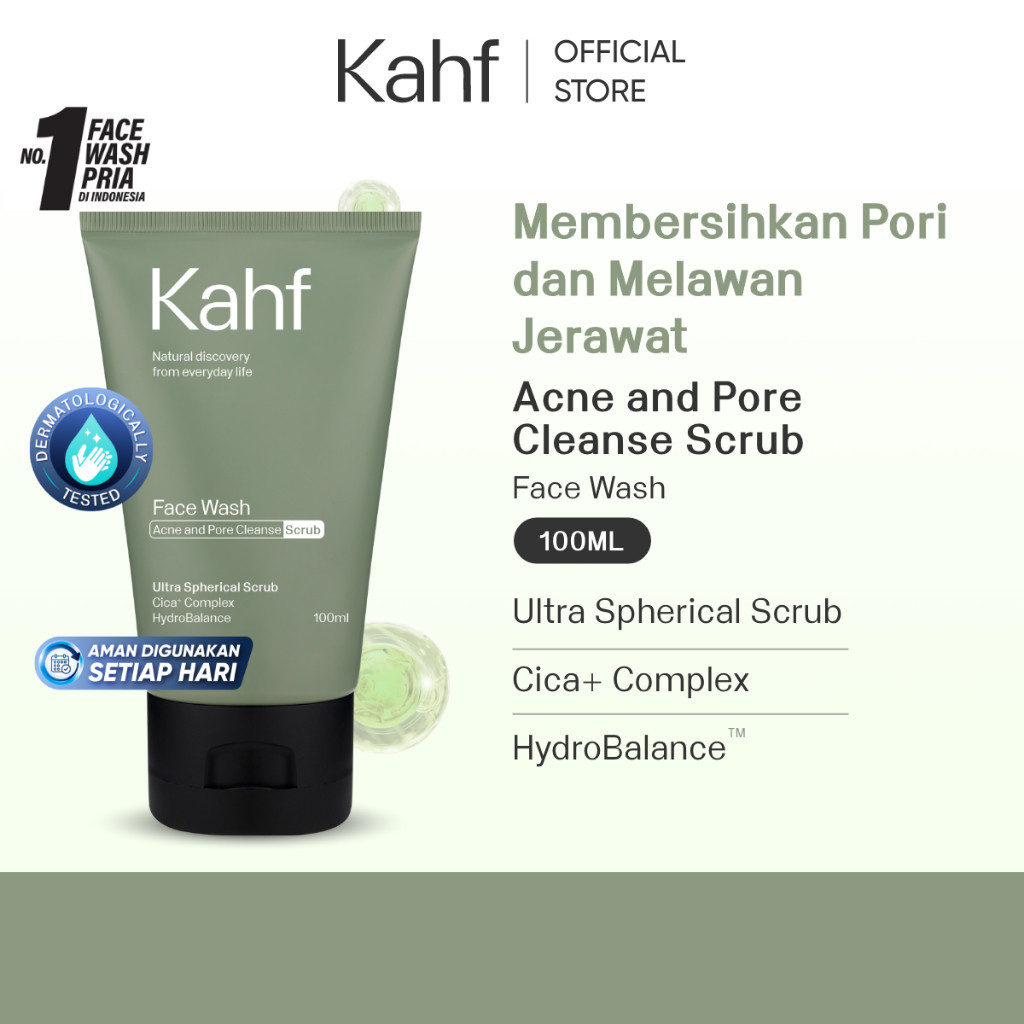 Jual Kahf Face Wash Acne and Pore Cleanse Scrub 100 ml - fash wash ...