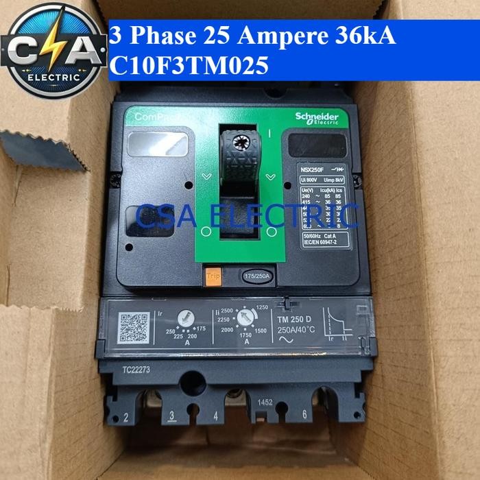 Jual MCCB Schneider 3p 25a NSX100F 3 Phase 25 Ampere 36kA C10F3TM025 ...