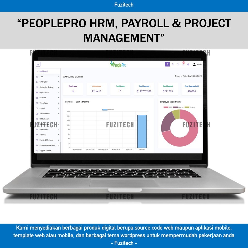 Jual SOURCE CODE APLIKASI WEB PEOPLEPRO HRM, PAYROLL & PROJECT MANAGEMENT D319 FUZITECH | Shopee ...