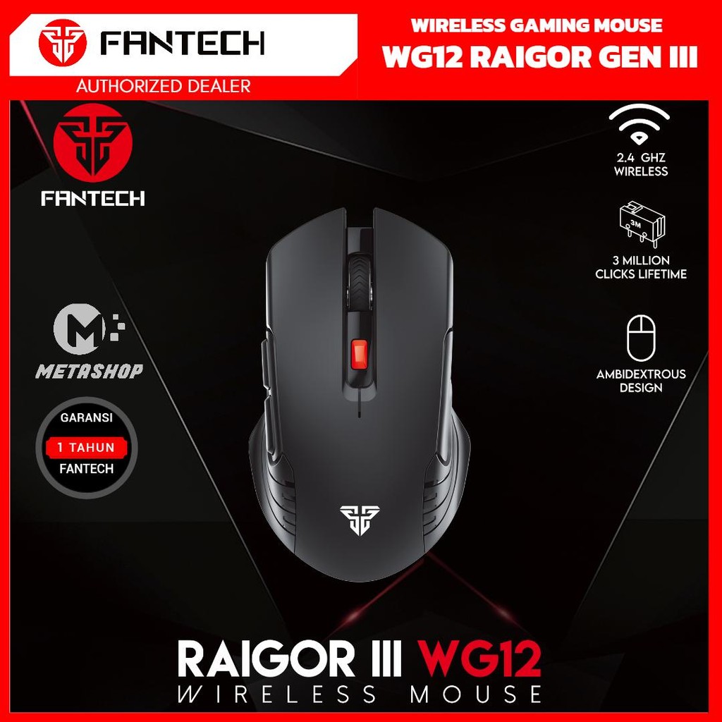 Jual FANTECH WG12 RAIGOR Gen III Wireless Gaming Mouse 2000DPI Sensor ...