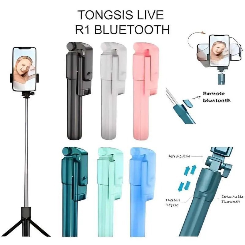 Jual TONGSIS R1 TRIPOD BLUETOOTH REMOTE SHUTTER / SELFIE STICK 3IN1 360 ...