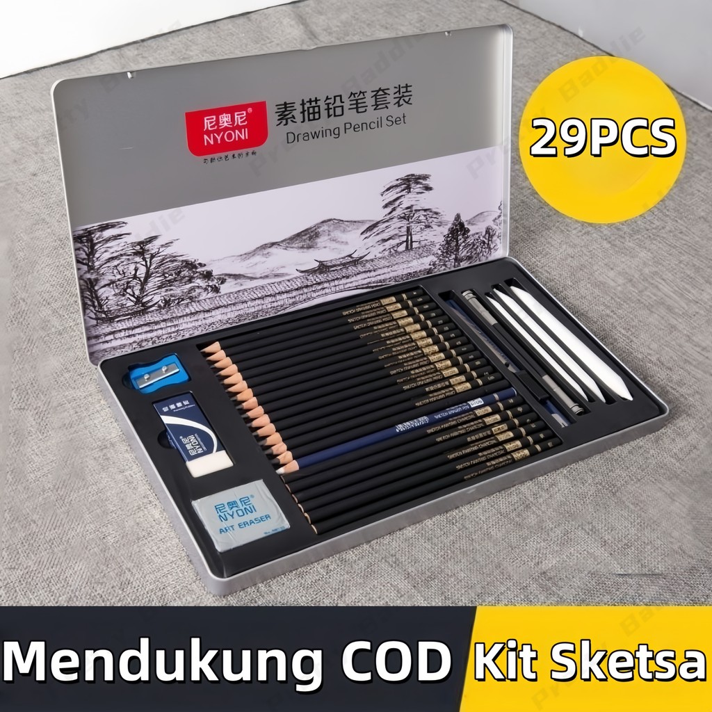 Jual 29 Pcs Set Pensil Sketsa Lengkap / Set Pensil Gambar / Set Sketsa Profesional Pemula ...