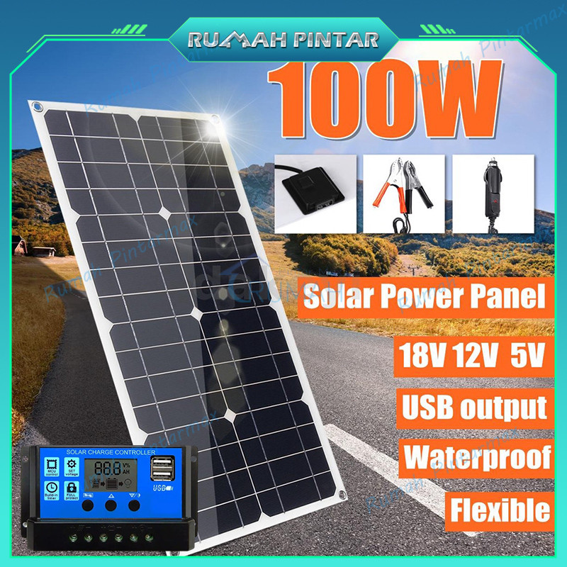 Jual Solar Panel 100W Panel Surya Solar Charge Controller LED Display Solar PWM 12V/24V 10A 20A ...