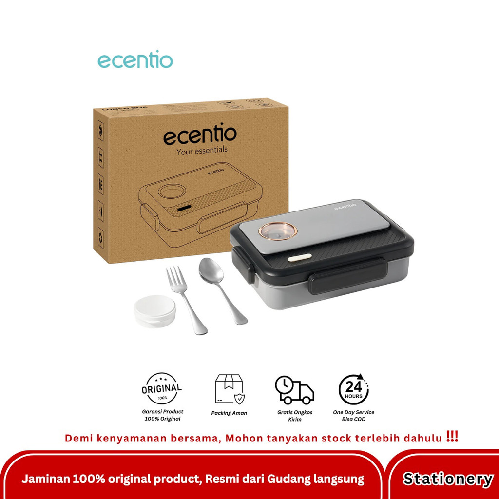 Jual ECENTIO 3 COMPARTMENTS ANTI-SKEWER LUNCH BOX-950ML-STAINLESS STEEL ...