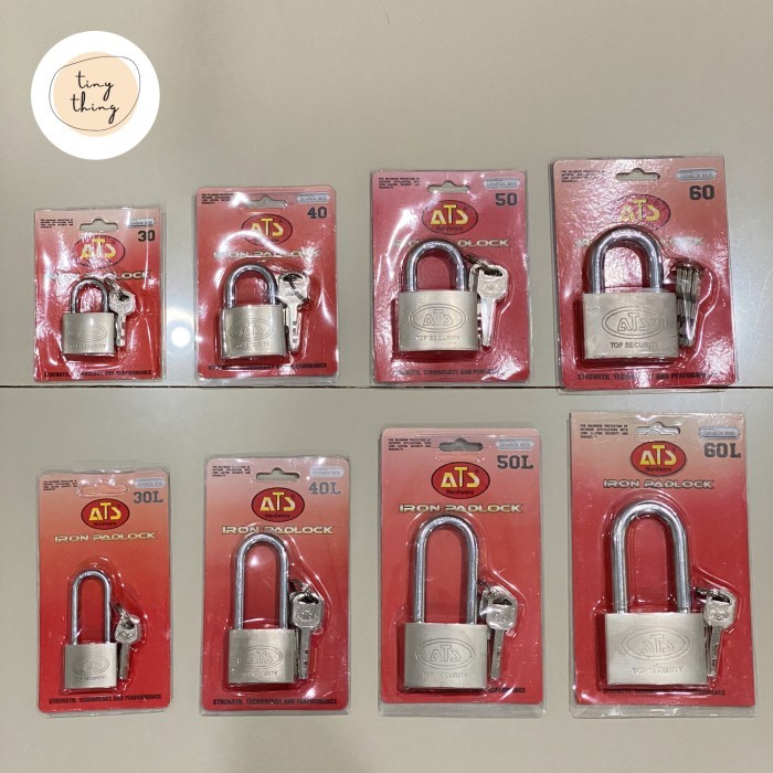 Jual Kunci Gembok Padlock ATS ORI Leher Pendek Panjang 30 40 50 60 MM ...