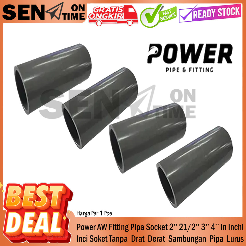Jual Power AW Sok Pipa PVC Sambungan Soket Socket Sock Inch Fitting ...