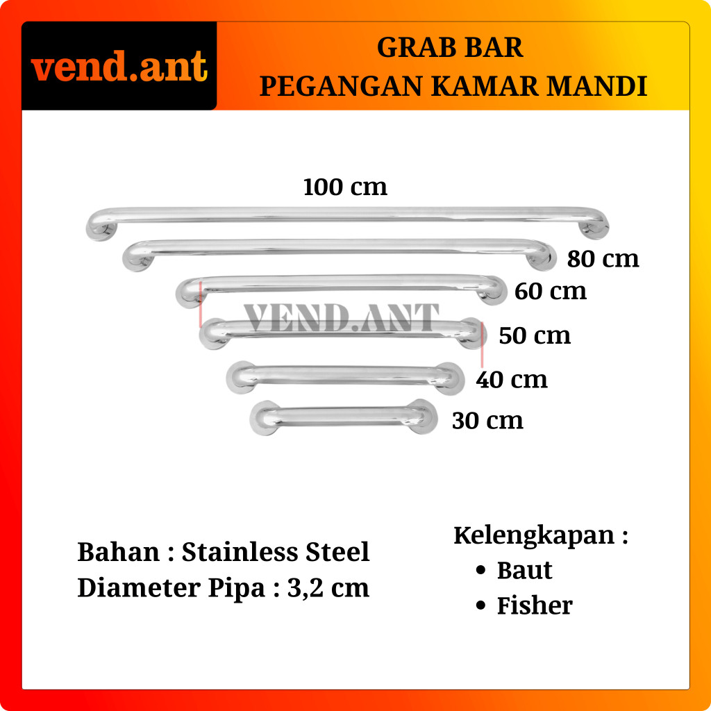 Jual Pegangan Gagang Bathtub Handle Kamar Mandi Grab Bar Stainless ...
