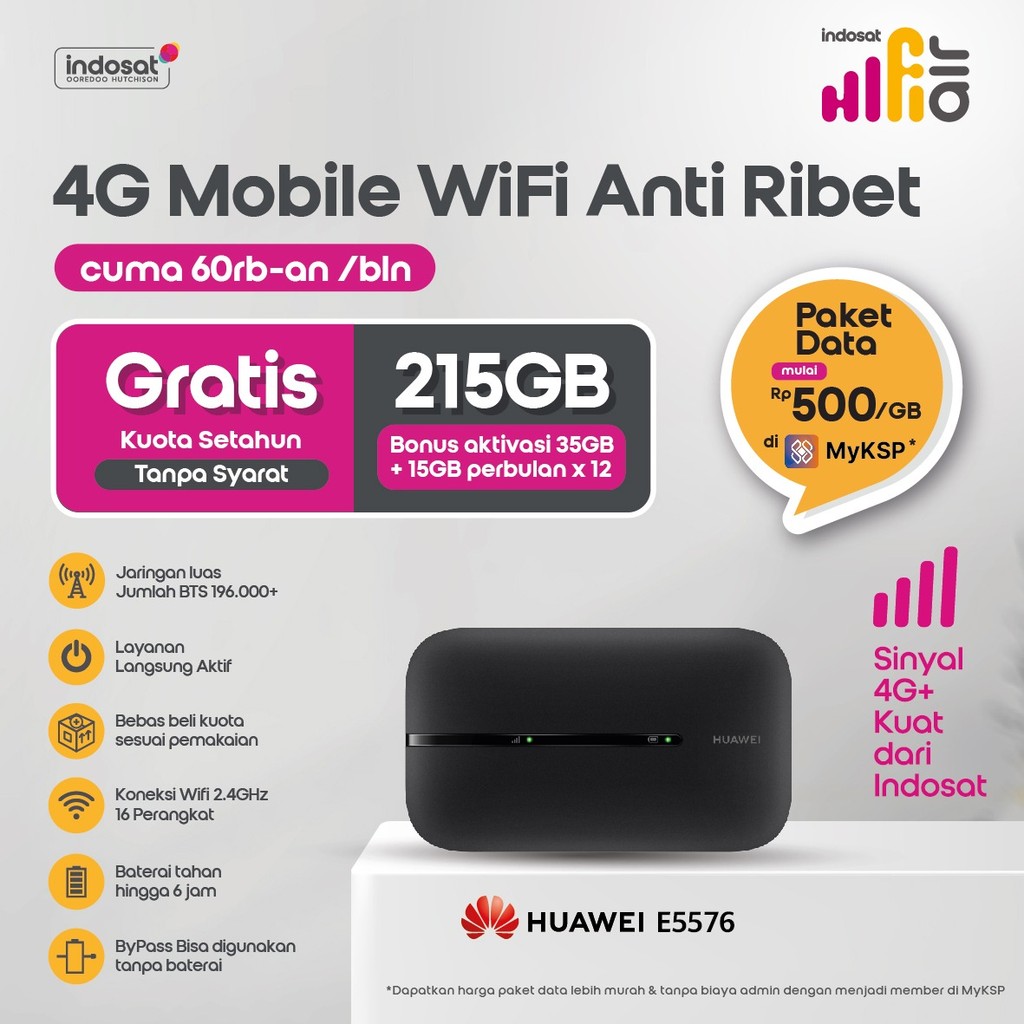 Jual Modem MIFI H1 HIFI AIR Portable 5576 + Bonus Kuota Indosat ...