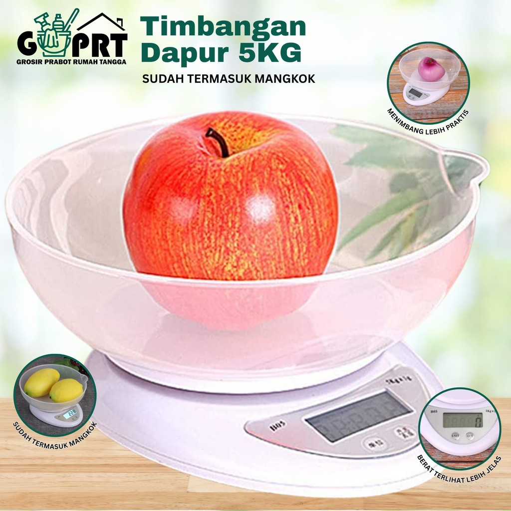Jual Timbangan Mangkok Digital 5KG B05 Timbangan Dapur Tepung Kue Gula 5 KG Electronic Kitchen ...
