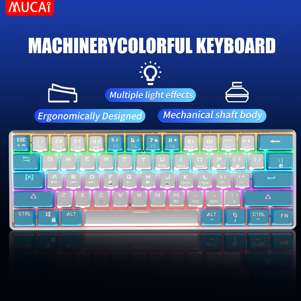 Jual MUCAI MK61 USB Gaming Mechanical Keyboard Red Switch 61 Keys Wired ...