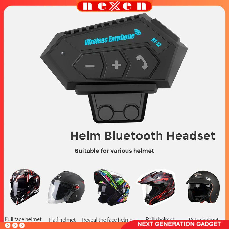 Jual Headset Helm Bluetooth Call Music Waterproof 500mAh - BT-12 ...