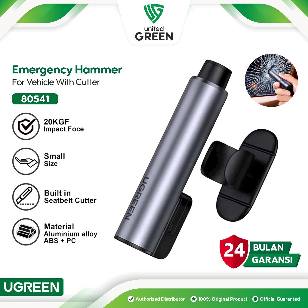 Jual UGREEN Emergency Hammer Pemecah Kaca Mobil Pemotong Seat Belt ...