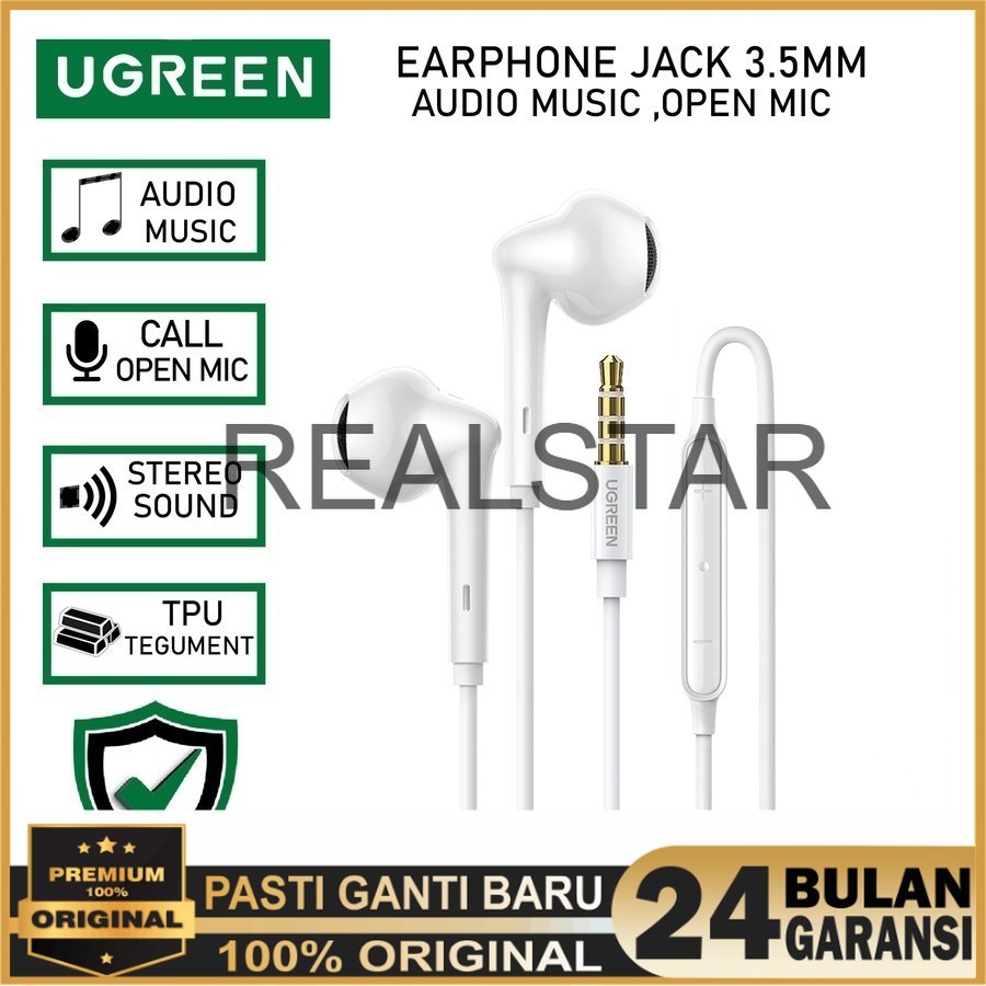 Jual UGREEN 60692 30637 Handsfree Earphone Headset Jack 3.5mm Mic ...