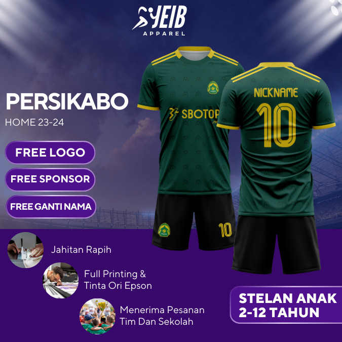 Jual JERSEY BOLA ANAK LAKI LAKI PERSIKABO HOME 2023-2024 LIGA INDO FULL ...