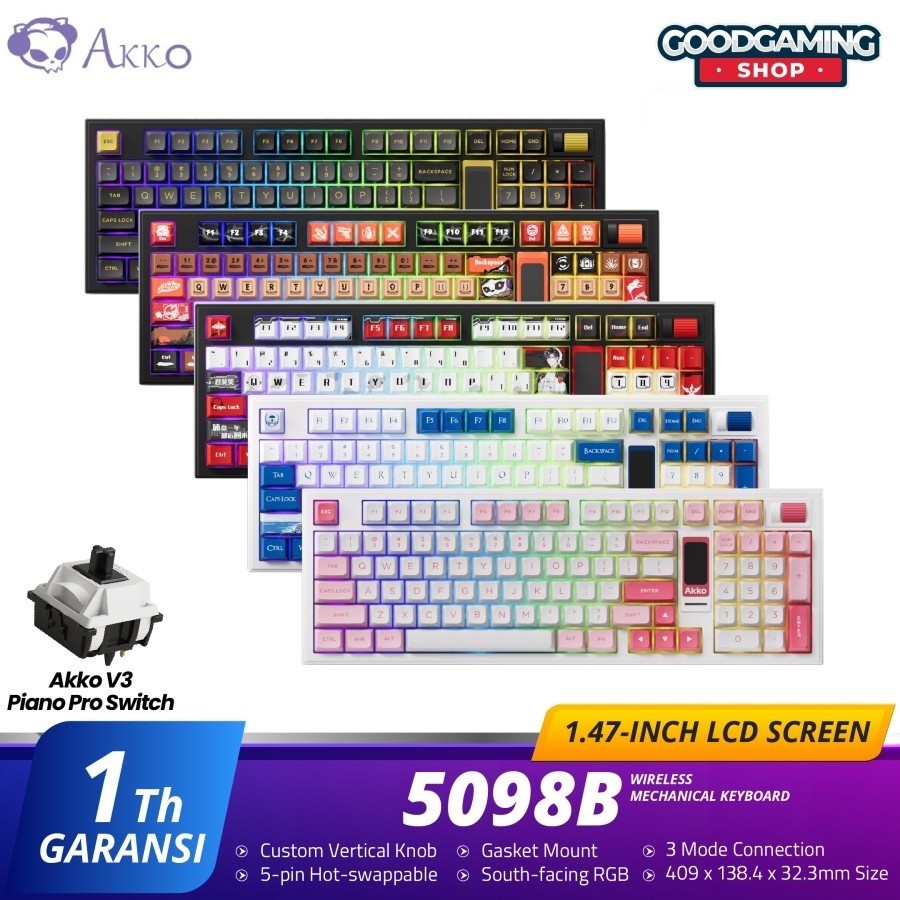 Jual Akko 5098B Wireless Mechanical Gaming Keyboard TFT LCD Screen ...