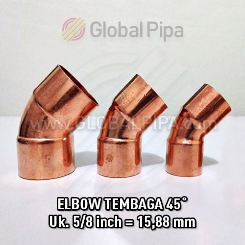 Jual ELBOW TEMBAGA 5/8 INCH 45 derajat / Fitting KNEE PIPA TEMBAGA ...