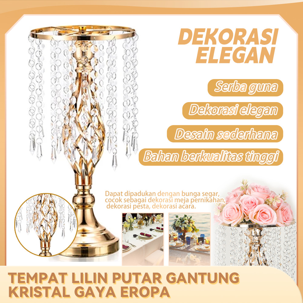 Jual Vas Bunga dan Tempat Lilin Mewah dengan Kristal, Dekorasi Ruang ...