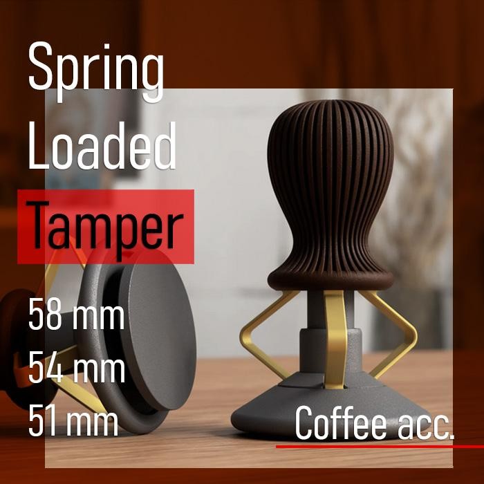 Jual Coffee Espresso TAMPER Spring Loaded Flat Pegas Compact Barista ...