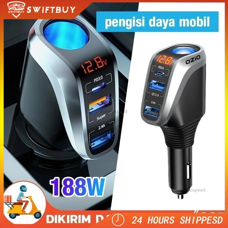 Jual Charger Mobil 66W Colokan Type-C Mobil Car Fast Charger Colokan ...