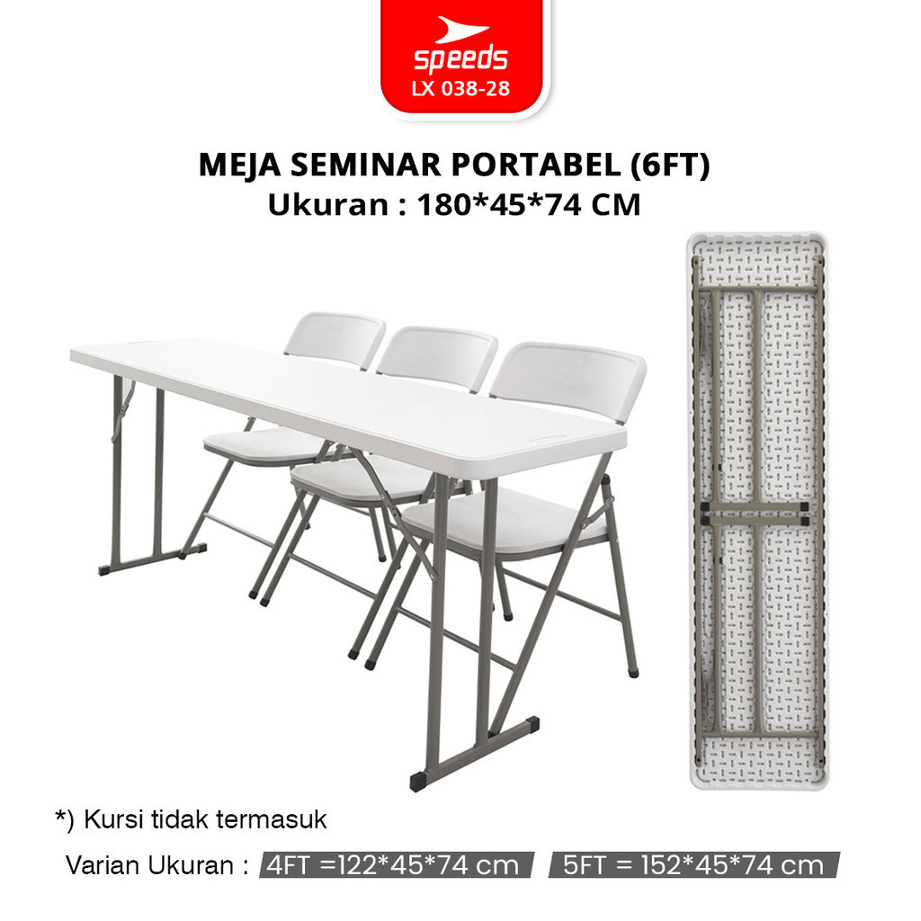 Jual SPEEDS Meja Lipat 180x45x74cm HDPE Meja Bersama Folding Table ...