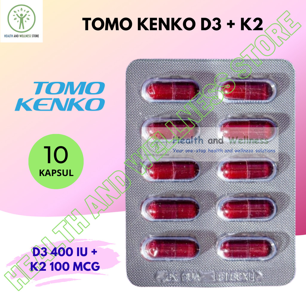 Jual Tomo Kenko Vitamin D3 400 Iu K2 100 Mcg 10 Kapsul | Shopee Indonesia