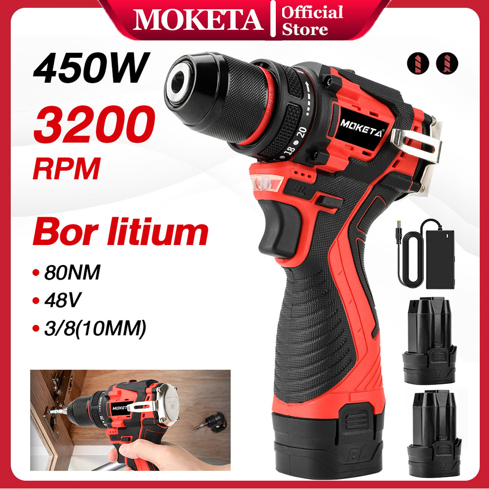 Jual Moketa 48VF Brushless Cordless Drill 450W Mesin Bor Impact Hand ...