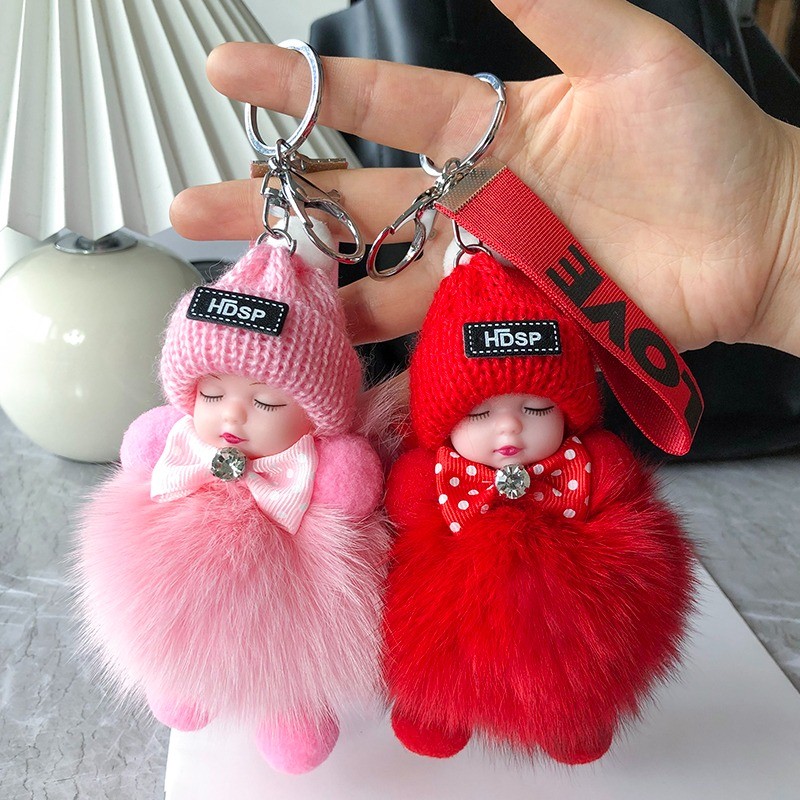 Jual Keychain Boneka Bayi Mewah - Desain Mengantuk dengan Bulu Halus ...