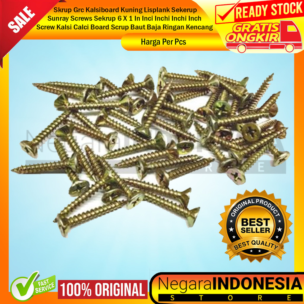 Jual Skrup Grc Kalsiboard Kuning Screws Sekrup 6 X 1 In Inci Inchi ...