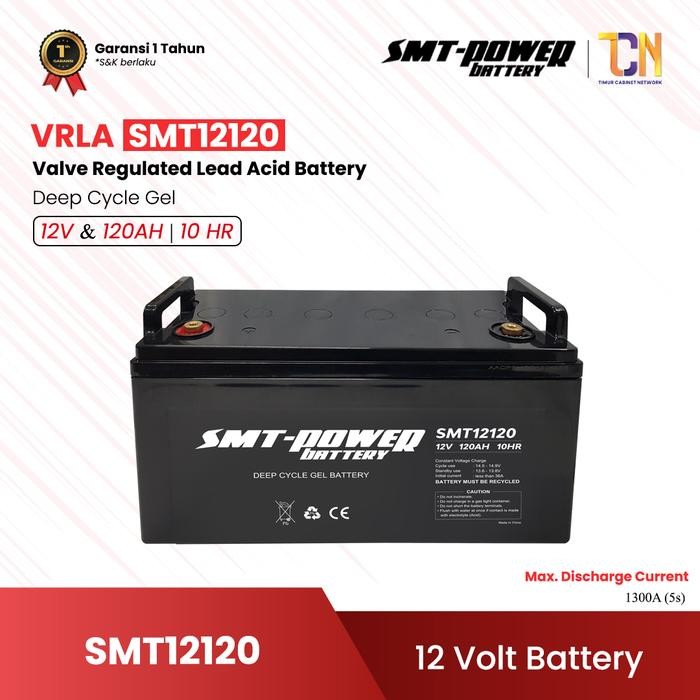 Jual SMT Power Battery 12V 120AH Baterai Aki Kering Ups Solar Panel ...