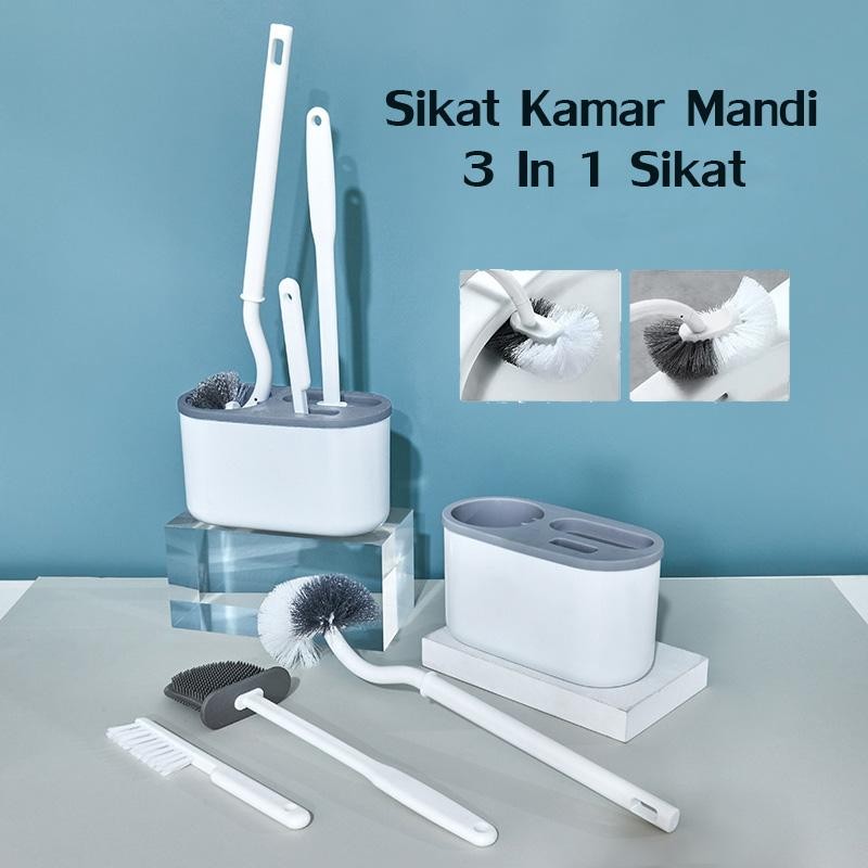 Jual Sikat WC Toilet (3 in 1) Toilet Brush Sikat Pembersih Kamar Mandi ...