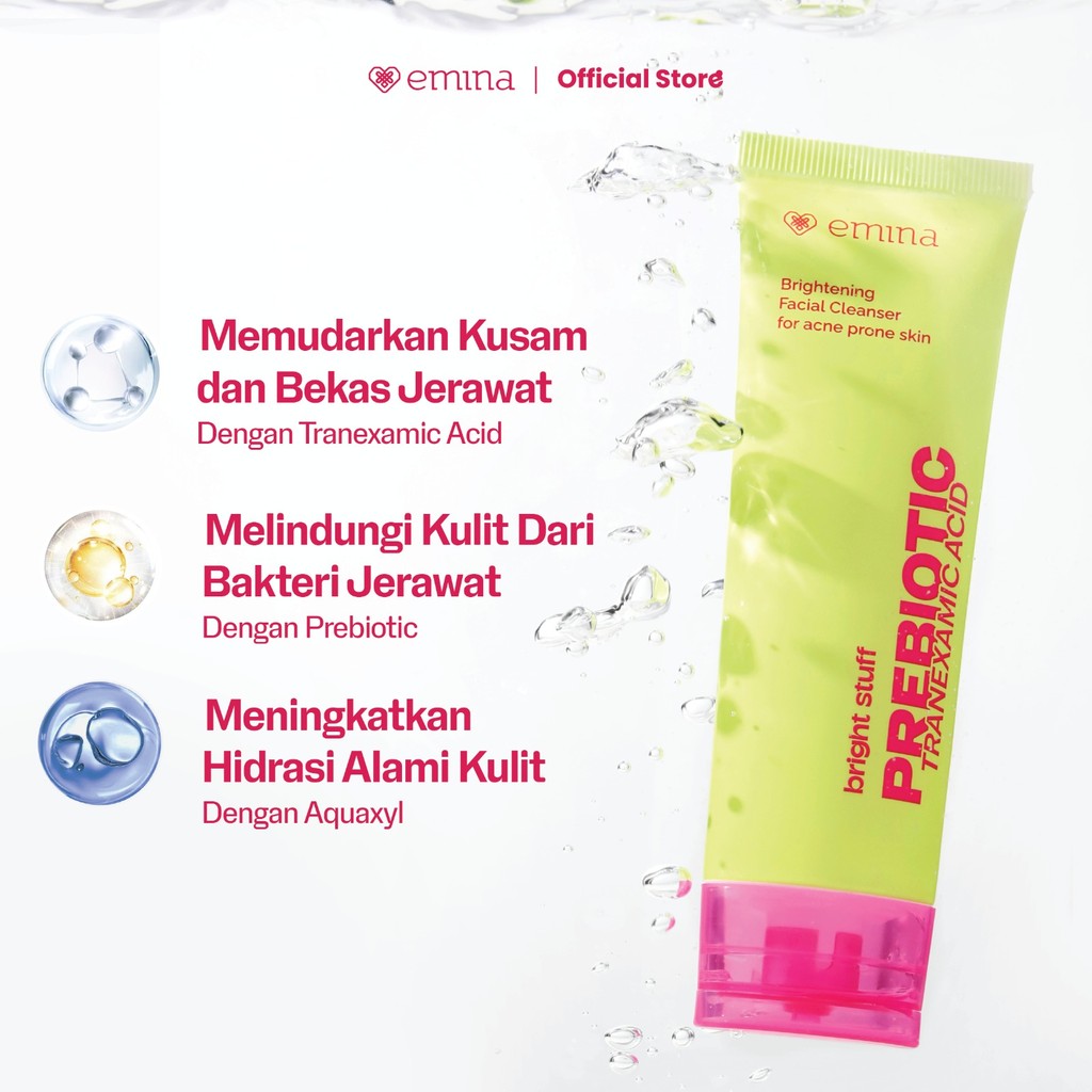 Jual NEW! Emina Prebiotic Tranexamic Acid Brightening Face Wash for ...