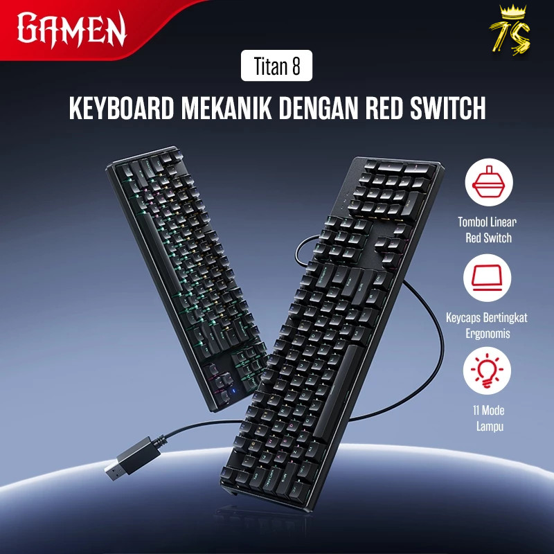 Jual GAMEN Titan 8 Keyboard Gaming Mechanical Ergonomic Keycaps RGB 3 ...