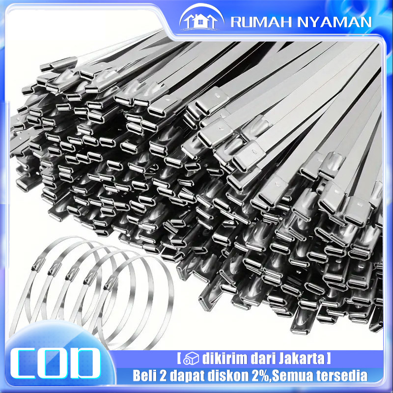 Jual 100pcs Kabel Ties Stainless Steel Multifunctional 4.6 x 200mm 100 ...