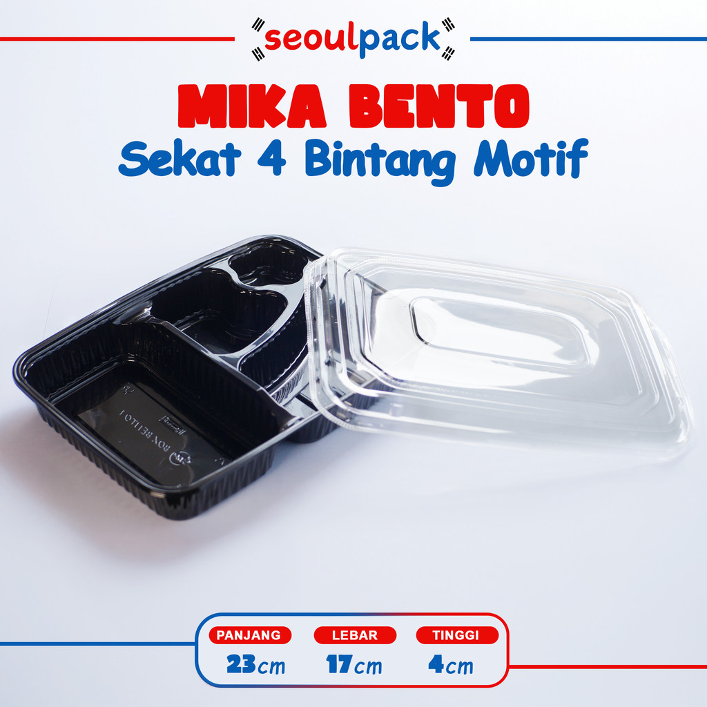 Jual Mika Box Bento Motif Sekat 4 Bintang + Tutup (50pcs) - Bento Box ...