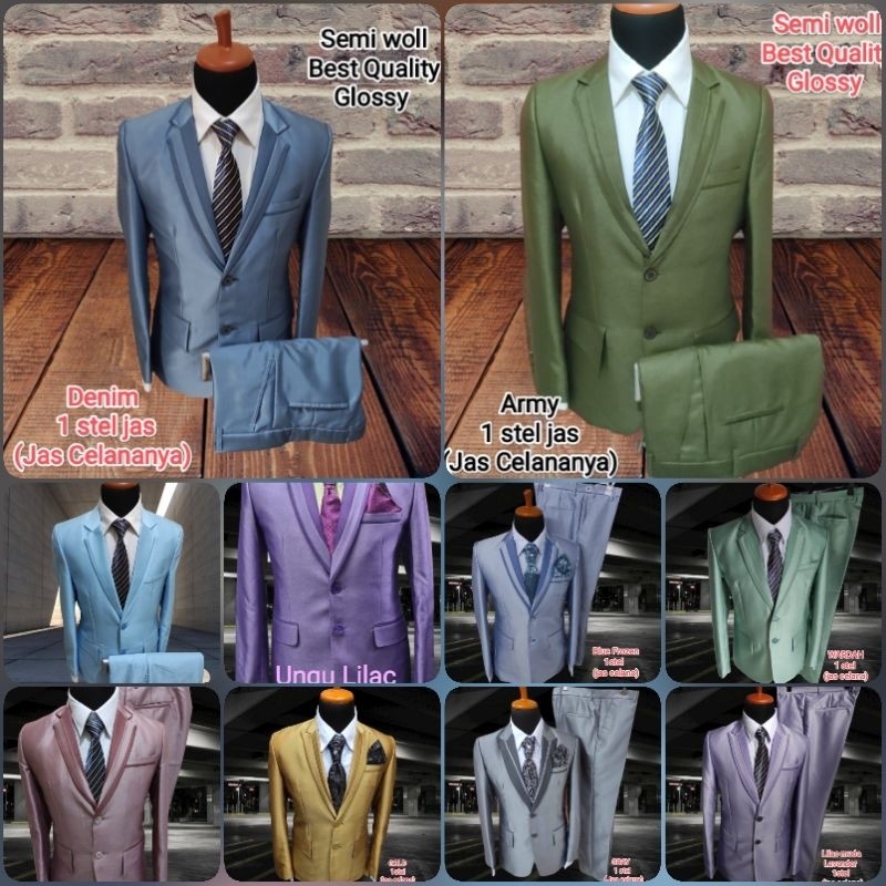 Jual (Podo Moro) jas Denim jas Hijau Army 1 stel jas semi woll kilap ...