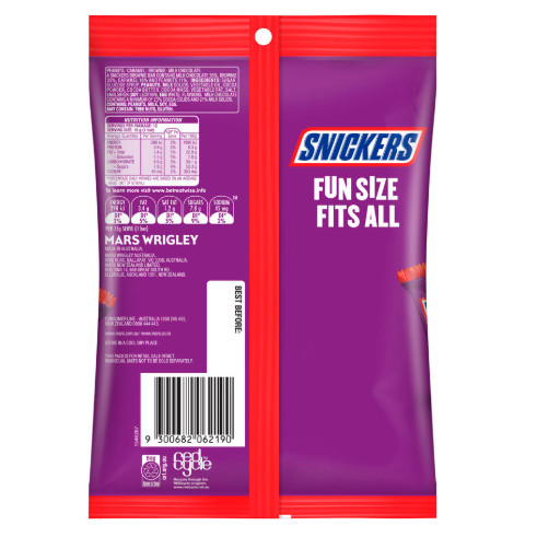 Jual Snickers Chocolate Peanut Brownie Party Share Bag 12 Pieces | 180g ...