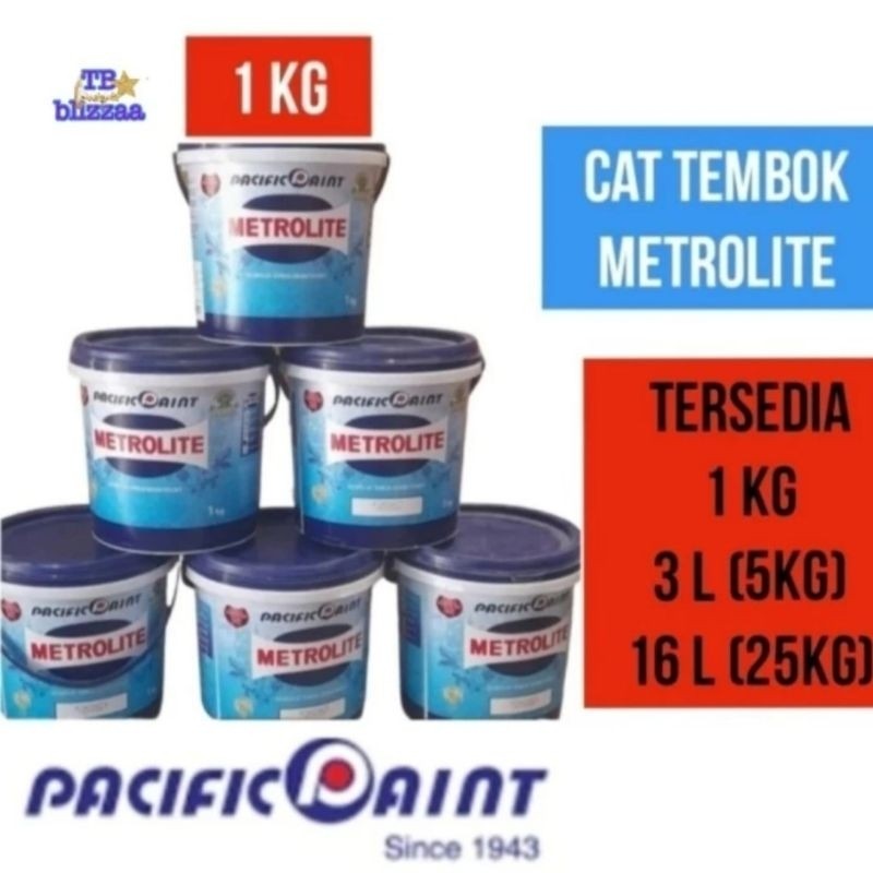 Jual Cat Tembok Metrolite 1kg Putih Kebiruan Metrolite Pacific Paint 1 ...