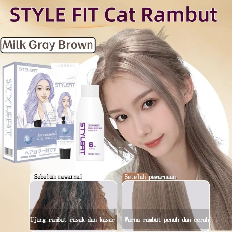 Jual STYLE FIT Long-lasting Pewarna Rambut Ash Brown Hair Color200ml ...