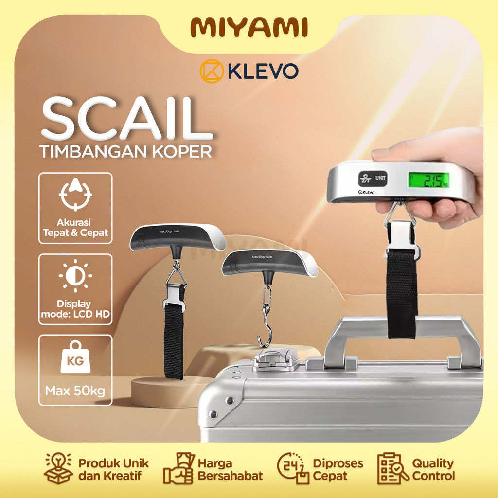 Jual KLEVO SCAIL Timbangan Koper Digital Elektrik 50 Kg LED Display ...