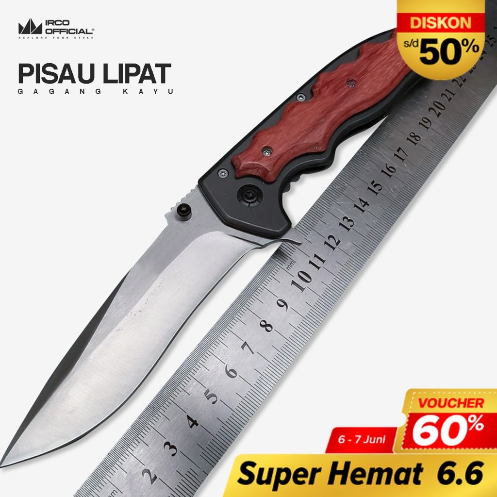 Jual IRCO Pisau Lipat Multifungsi Stainless Steel Gagang Kayu ...