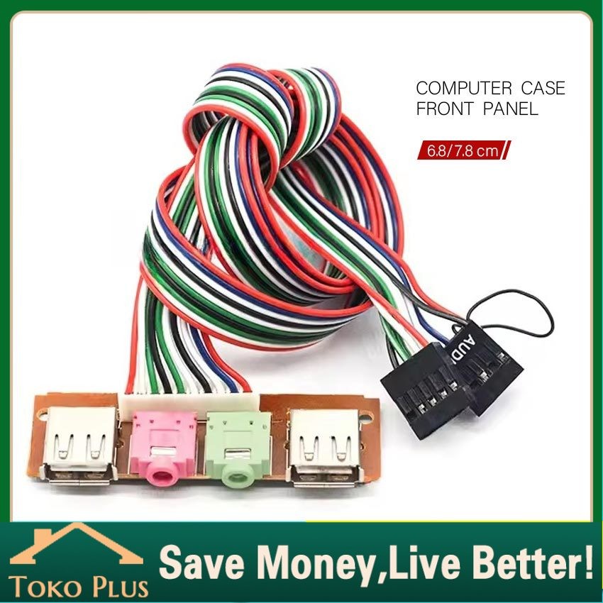 Jual Kabel Front Panel PC USB Audio Jack 3.5MM Ukuran 6.8 - 7.8CM ...