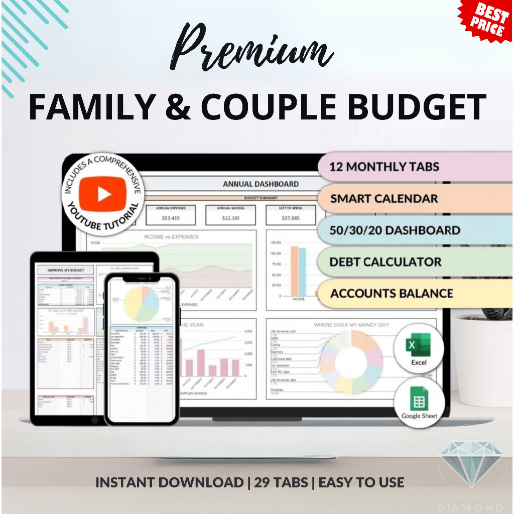 Jual (42) Template Family Annual Budget Excel Spreadsheet Google Sheets ...