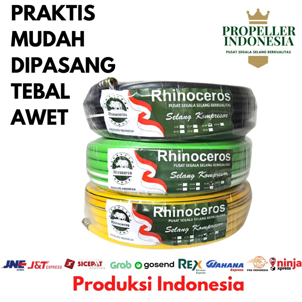 Jual Selang Paket Kompresor Hitam 25M RHINOCEROS Selang Kompresor Angin ...