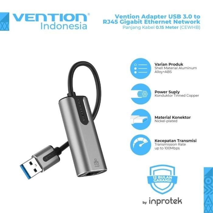 Jual Vention Adapter USB 3.0 to LAN RJ45 Gigabit Ethernet Network ...
