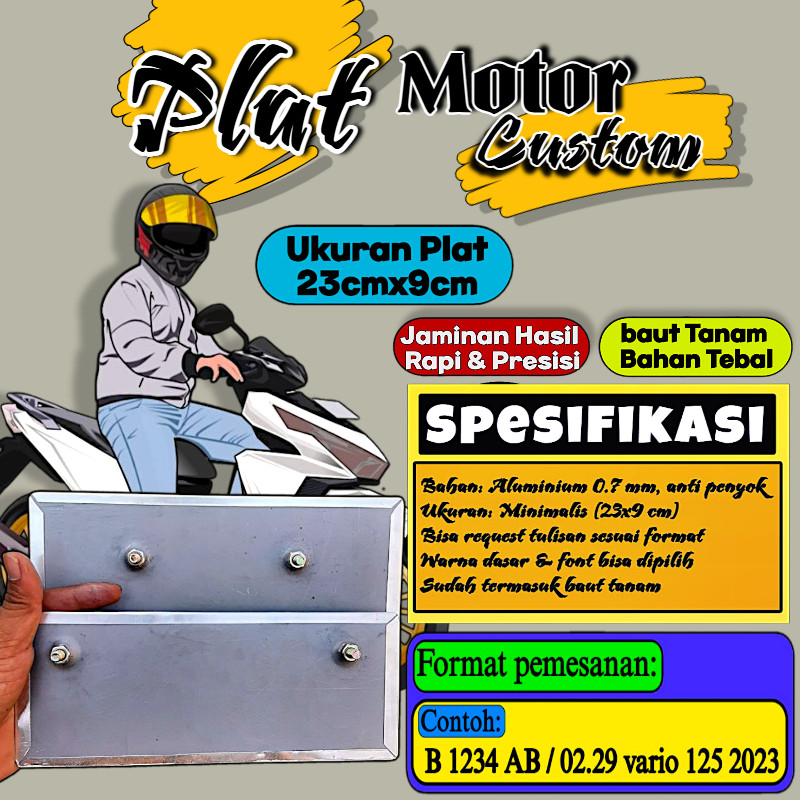 Jual Custom Plat Variasi Font Baru Baut Tanam | Shopee Indonesia