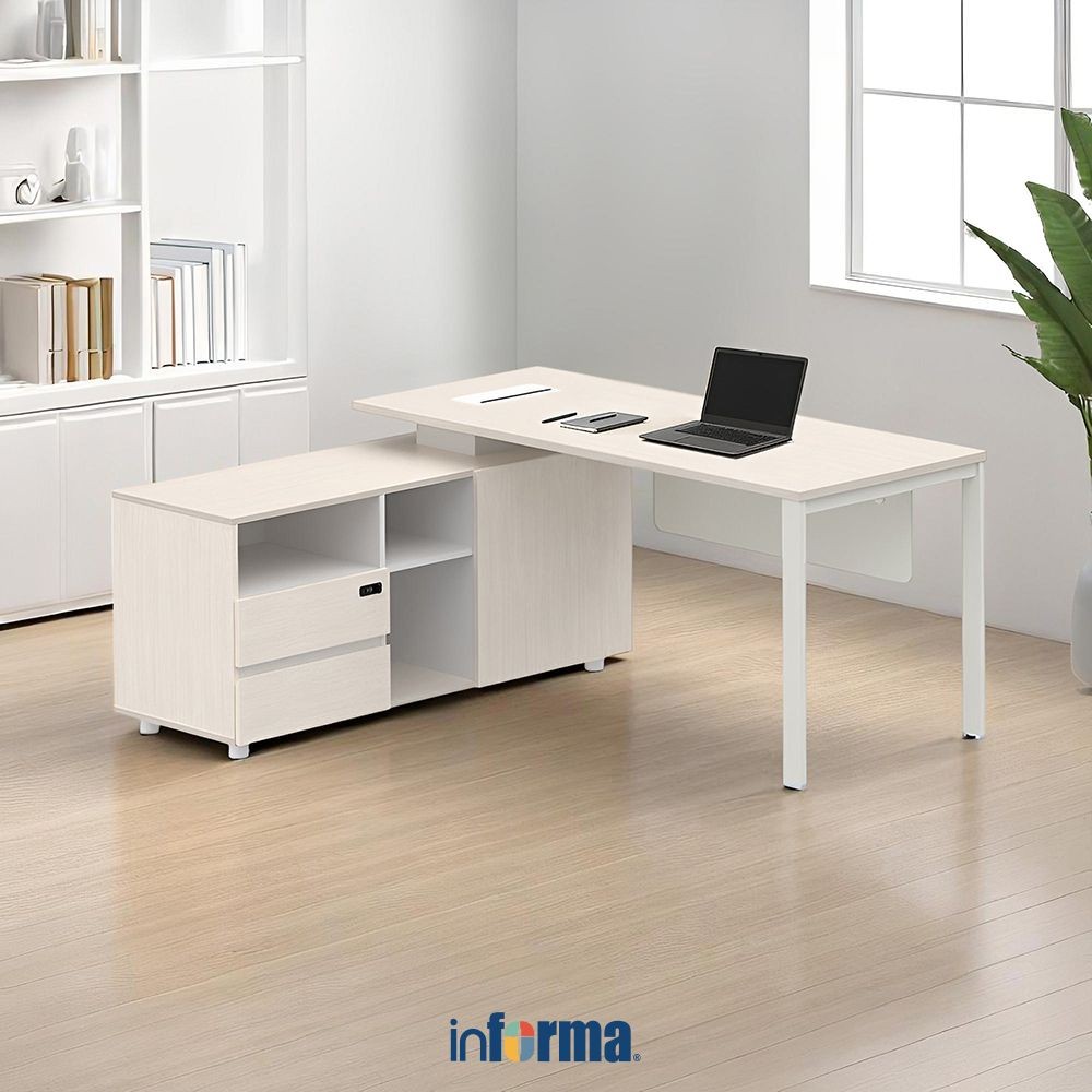 Jual Informa Sieben 160 cm Meja Kantor Left - Putih Ivory Office Desk ...