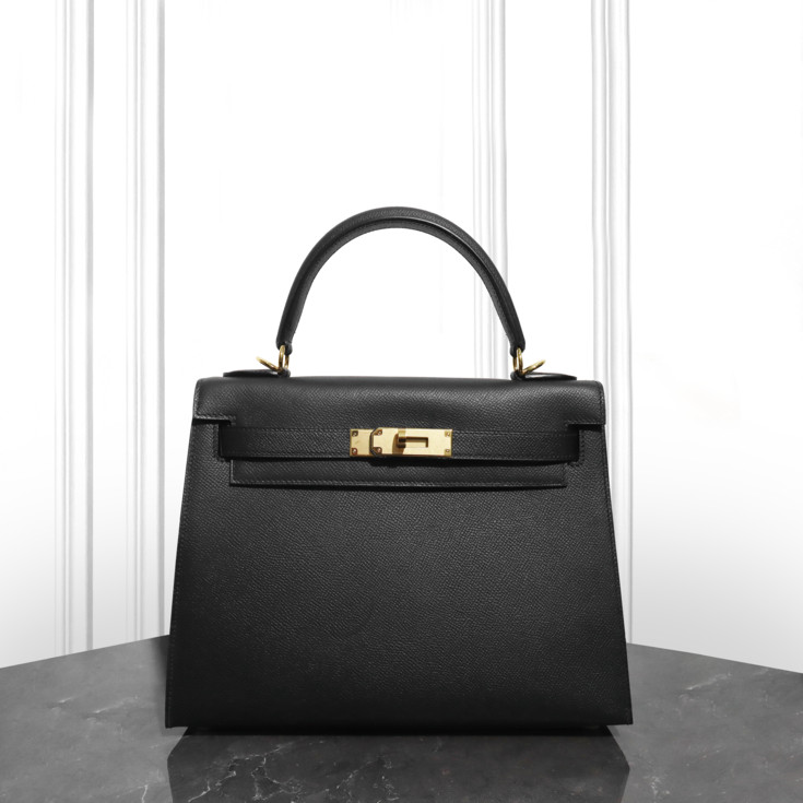 Jual TAS TOP HANDLE BAG H KELLY SELLIER 28 EPSOM BLACK GHW SHOULDER BAG ...