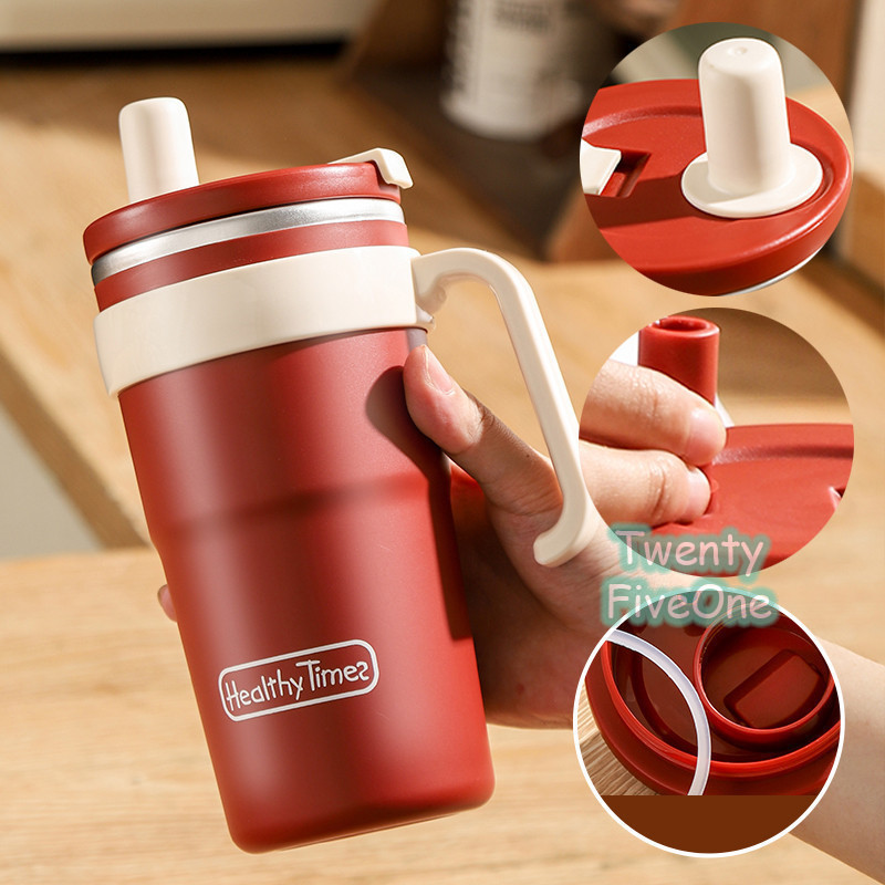 Jual Botol Minum 2in1 Tumbler Handle 500/600ML Portable Stainless Steel ...